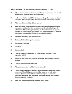 "Interview with William H. Wallace" by Zach S. Henderson Library ...