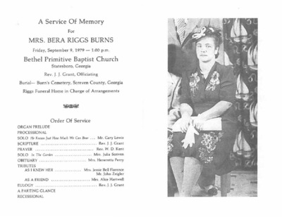 "Mrs. Bera Riggs Burns"