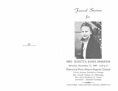 "Mrs. Rosetta Jones Simmons"