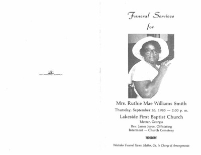 "Mrs. Ruthie Mae Williams Smith"