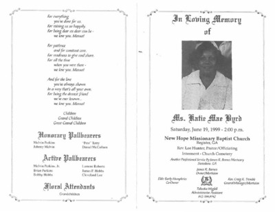"Ms. Katie Mae Byrd"
