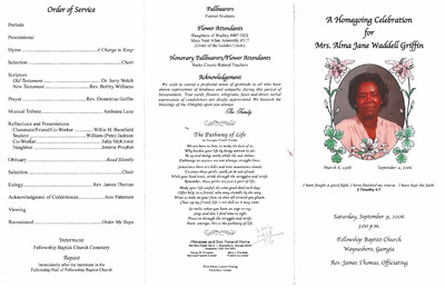 "Mrs. Alma Jane Waddell Griffin"