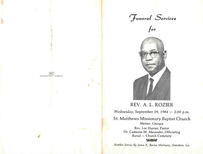 "Rev. Arthur Lee Rozier, Sr."