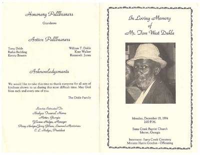 "Mr. Tom West Dekle"