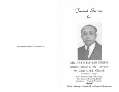 "Artis Kayler Green"