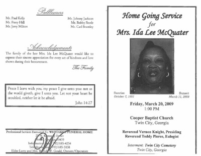 "Ida Lee McQuater"