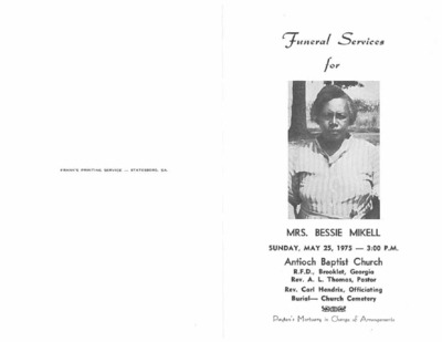 "Mrs. Bessie Mikell"