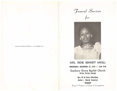 "Irene Bennett Mikell"