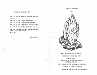 "Florence Wadley Hutley"