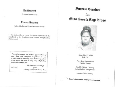 "Gussie Faye Riggs"