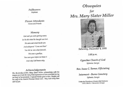 "Mary Slater Miller"