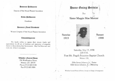 "Sister Maggie Mae Mercer"