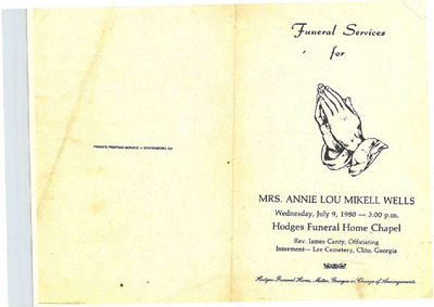 "Annie Lou Mikell Wells"