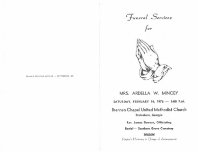 "Mrs. Ardella W. Mincey"