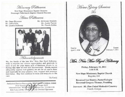 "Mrs. Neta Mae Byrd Holloway"