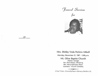 "Mrs. Shirley Viola Perkins Mikell"