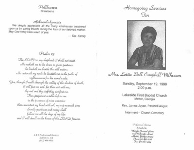 "Mrs. Lottie Bell Campbell Wilkerson"