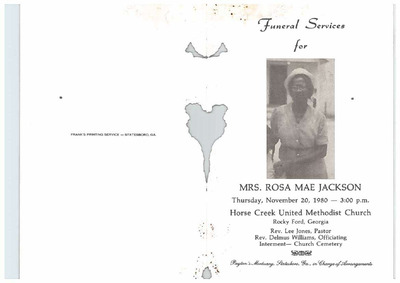 "Mrs. Rose Mae Jackson"