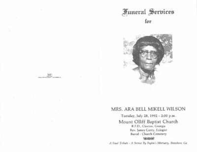 "Mrs Ara Bell Mikell Wilson"